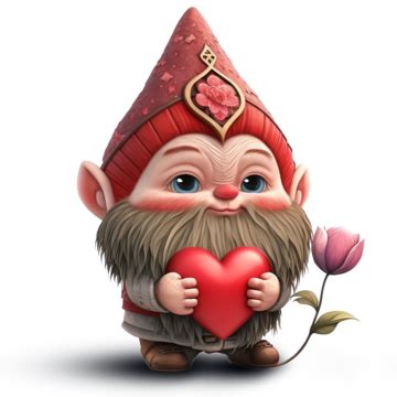 Valentine Day Gnome With Pink Hearts Valentine Day Gnome Cute D