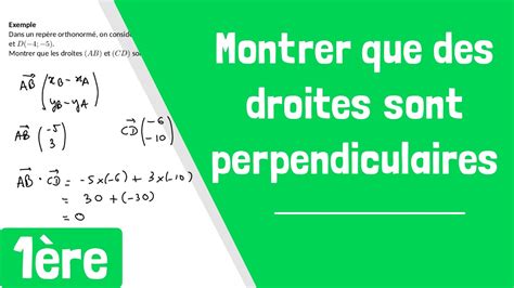 Comment Montrer Que Des Droites Sont Perpendiculaires Avec Le Produit