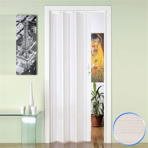 FORTE Porte Pliante PVC accordèon Verre Opaque pin Blanchi 88 5x214cm