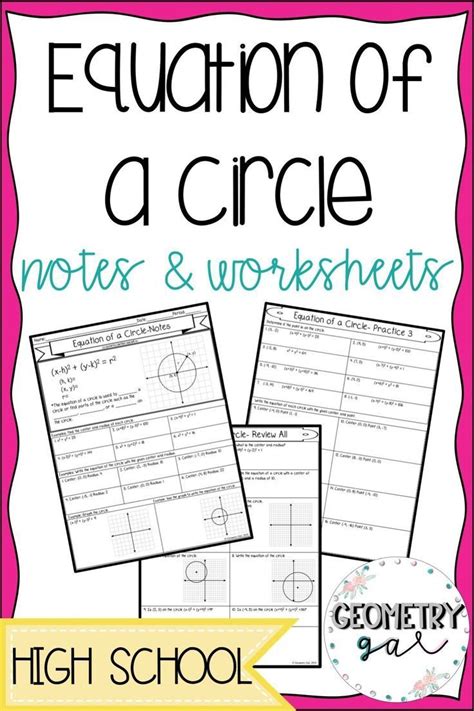 Worksheet On Equation Of Circle Pdf