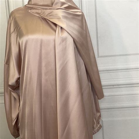 Muslim Satin Maxi Abaya Kaftan Ramadan Women Dress Arab Dubai Robe