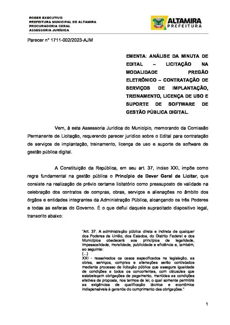 Parecer Analise de Edital Software de Gestão Pública Digital