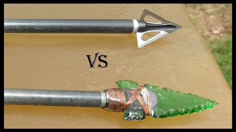 Part Glass Arrowhead Vs Modern Broadhead Ballistics Gel