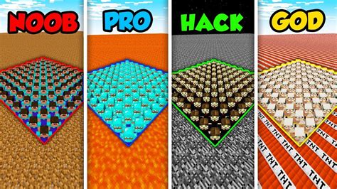 Minecraft NOOB Vs PRO Vs HACKER Vs GOD ARMY BASE CHALLENGE In