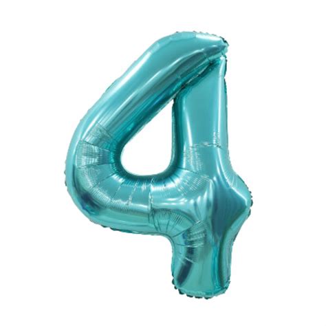 BALON FOLIOWY DUŻA CYFRA 4 TURKUSOWA 100 CM PARTY URODZINY DEKORACJA