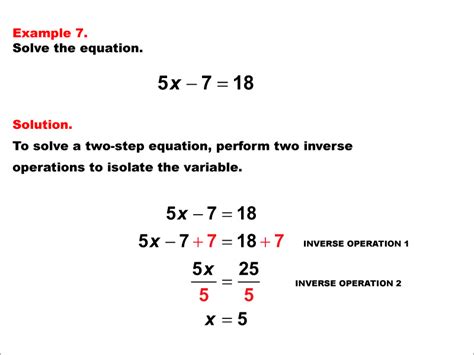 math example solving two step equations example 7 media4math