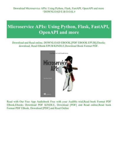 download microservice apis using python flask fastapi openapi and more download e b o o k