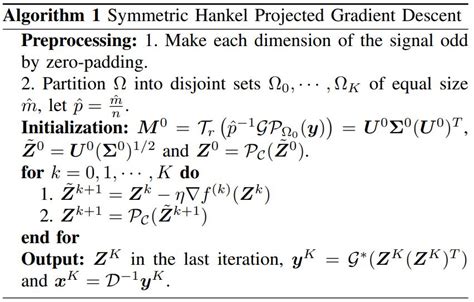 projected gradient descent for spectral compressed sensing via symmetric hankel factorization