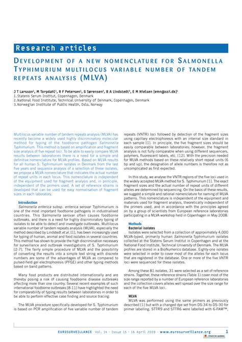 pdf development of a new nomenclature for salmonella typhimurium multilocus variable number of