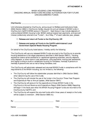 Fillable Online MHSA HOUSING LOAN PROGRAM ONGOING ANNUAL MHSA FUND
