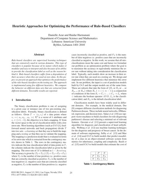 pdf heuristic approaches for optimizing the performance of rule based classifiers