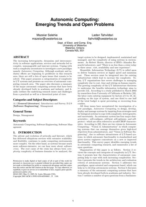 pdf autonomic computing emerging trends and open problems