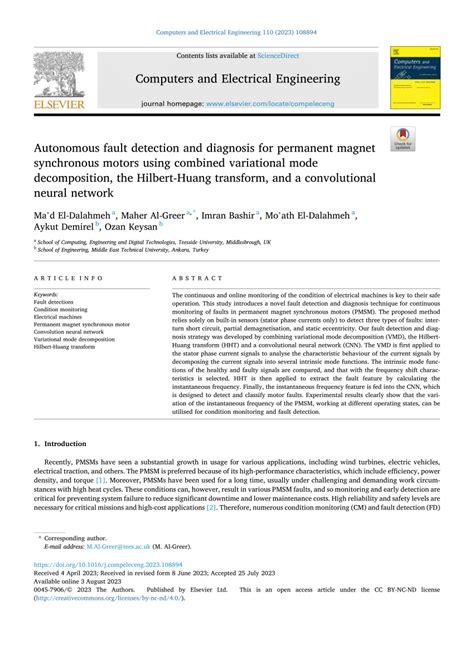 pdf autonomous fault detection and diagnosis for permanent magnet synchronous motors using