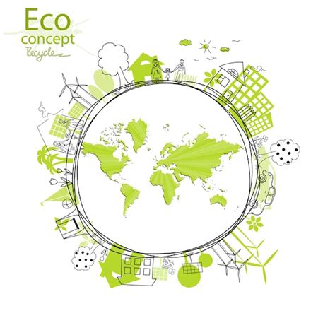 Concepto De Ecolog A Mundo Respetuoso Con El Medio Ambiente Vector