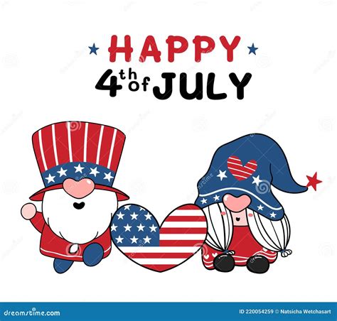 Dos Lindos Estados Unidos Gnome 4 De Julio Día De La Independencia De