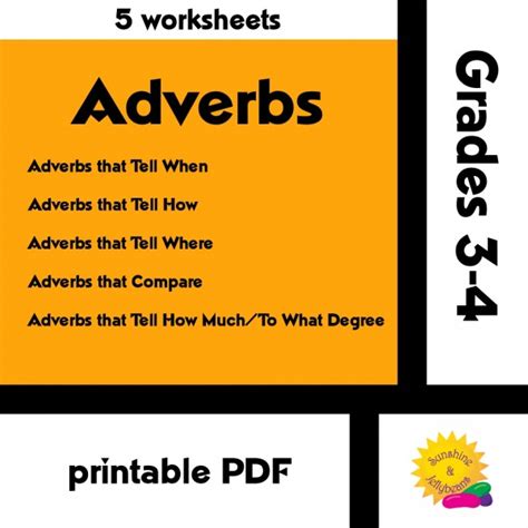 Adverb Types Where When How 5 Worksheets
