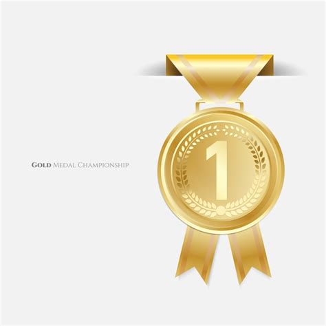 Medallas De Campe N De Oro Con Cinta Vector Premium