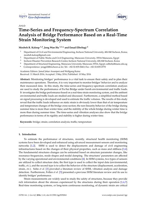 pdf time series and frequency spectrum correlation analysis of bridge performance based on