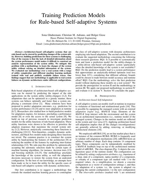 pdf training prediction models for rule based self adaptive systems