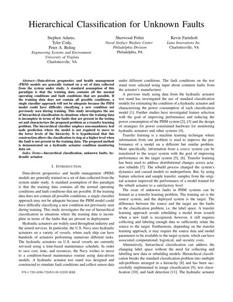 pdf hierarchical classification for unknown faults
