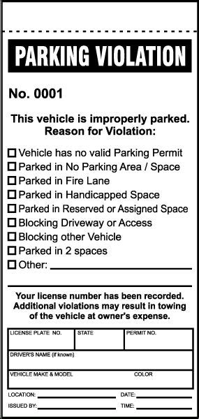 Parking Violation Ticket With Blank Parking Ticket Template Ticket