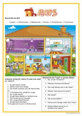 1 023 Haus Deutsch DAF Arbeitsblätter pdf doc