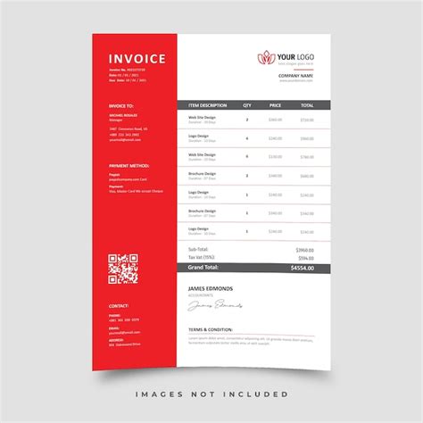 Plantilla De Factura Editable Vector Premium