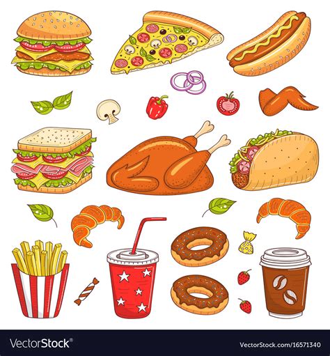 Hand Drawn Of Fast Food Royalty Free Vector Image