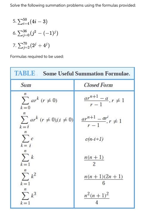 solved solve the following summation problems using the