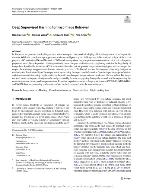 deep supervised hashing for fast image retrieval request pdf
