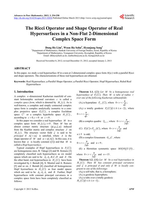 pdf the ricci operator and shape operator of real hypersurfaces in a non flat 2 dimensional