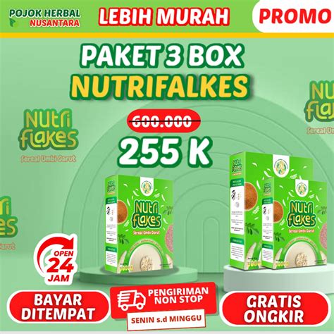 Jual PAKET 3 BOX NUTRIFLAKES KEMASAN 280 GRAM SEREAL UMBI GARUT