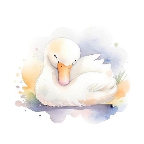 Premium AI Image Watercolor Painting Of A Duck
