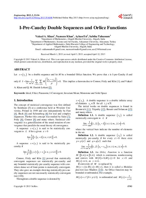 pdf i pre cauchy double sequences and orlicz functions sabiha tabassum