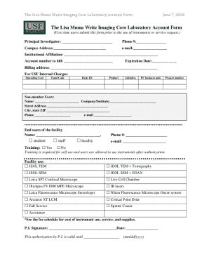 Fillable Online Health Usf The Lisa Muma Weitz Imaging Core Laboratory