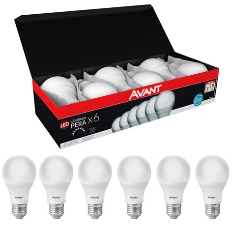 Kit 6 Lâmpada Led Bulbo Pera 9W E27 Bivolt 6500K Luz Branca Broketto