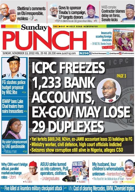Punch Newspapers On Twitter NOVEMBER 13 HEADLINES