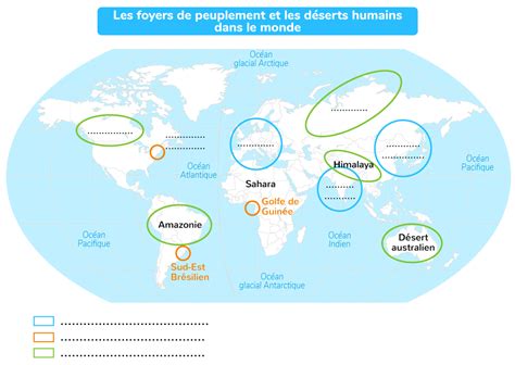 Repérer les foyers de peuplement et les déserts humains sur une carte