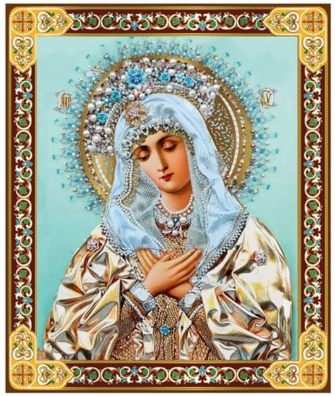 Virgin Mary Extreme Humility Gold Foil Wooden Orthodox Mini Icon At
