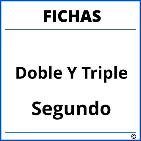 Fichas De Doble Para Segundo Grado