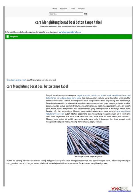 Pdf Cara Cepat Menghitung Berat Besi Tanpa Tabel Dokumen Tips The