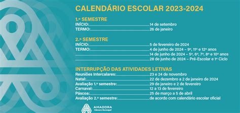 Calend Rio Escolar Escolas Da Amadora