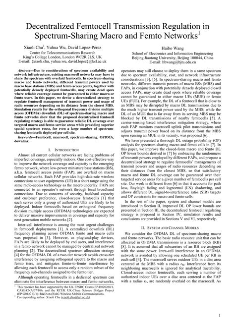 pdf decentralized femtocell transmission regulation in spectrum sharing macro and femto networks
