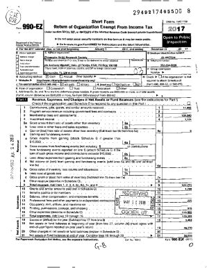 Fillable Online Form 990 EZ Short Form Return Of Organization Exempt