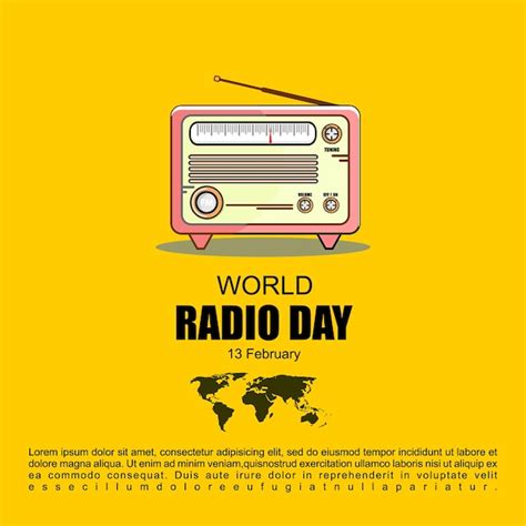 Día mundial de la radio 13 de febrero Vector Premium