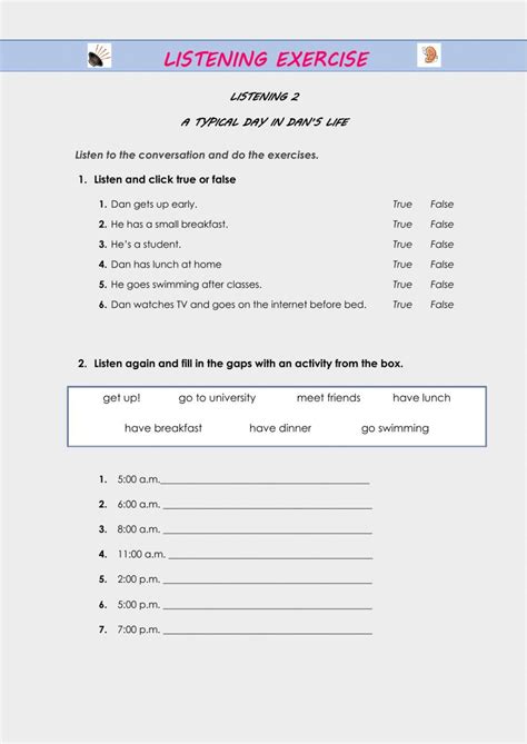 Listening Comprehension Present Simple Worksheet Listening