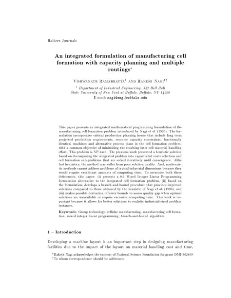 pdf an integrated formulation of manufacturing cell formation with capacity planning and