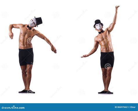 The Naked Muscular Mime Isolated On White Stock Photo Image Of Happy