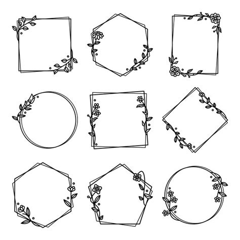 Conjunto De Vectores De Marco Floral Vector Premium