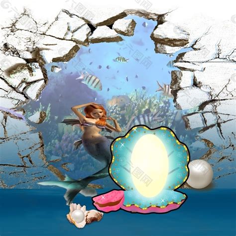 3D海底珍珠美人鱼背景墙装饰装修素材免费下载 图片编号 8858789 六图网